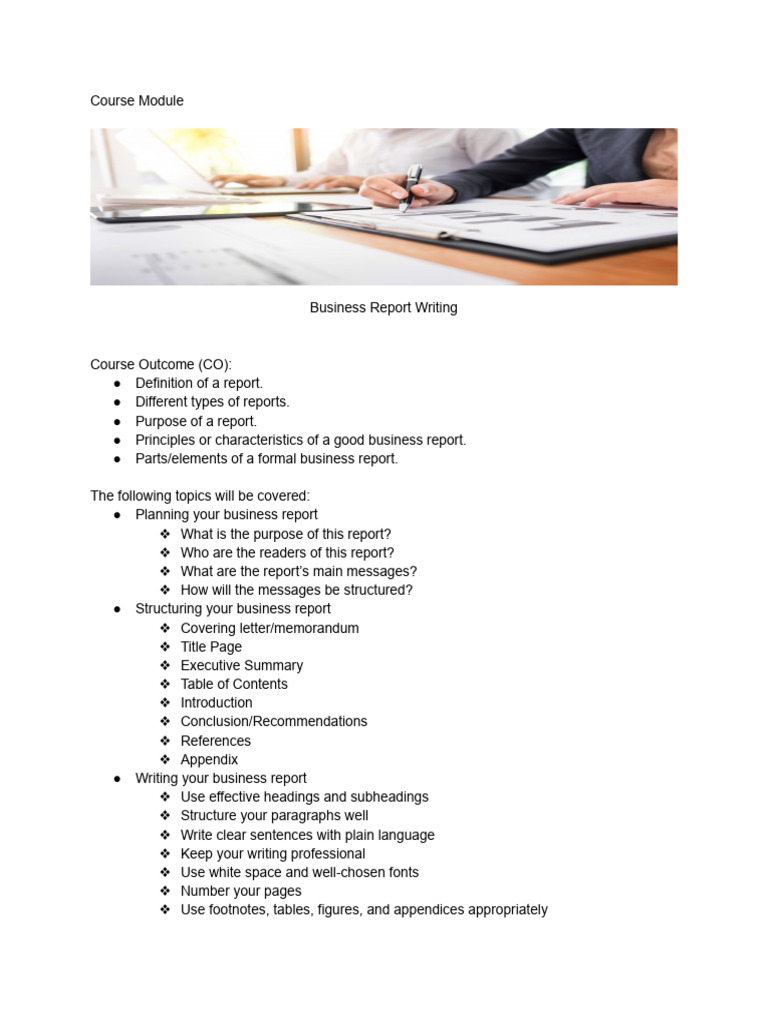 Business Report Writing Module | PDF | Memorandum | Paragraph