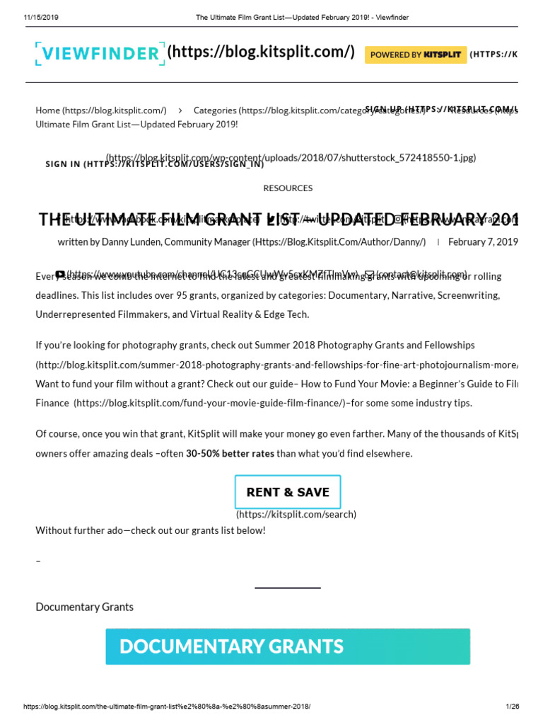 Ultimate Film Grant List 2019 | PDF | Filmmaking | Screenplay