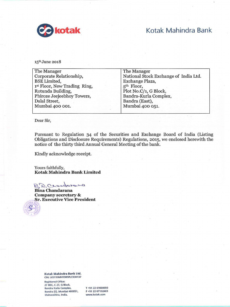 Kotak Sample | PDF | Financial Services | Corporations