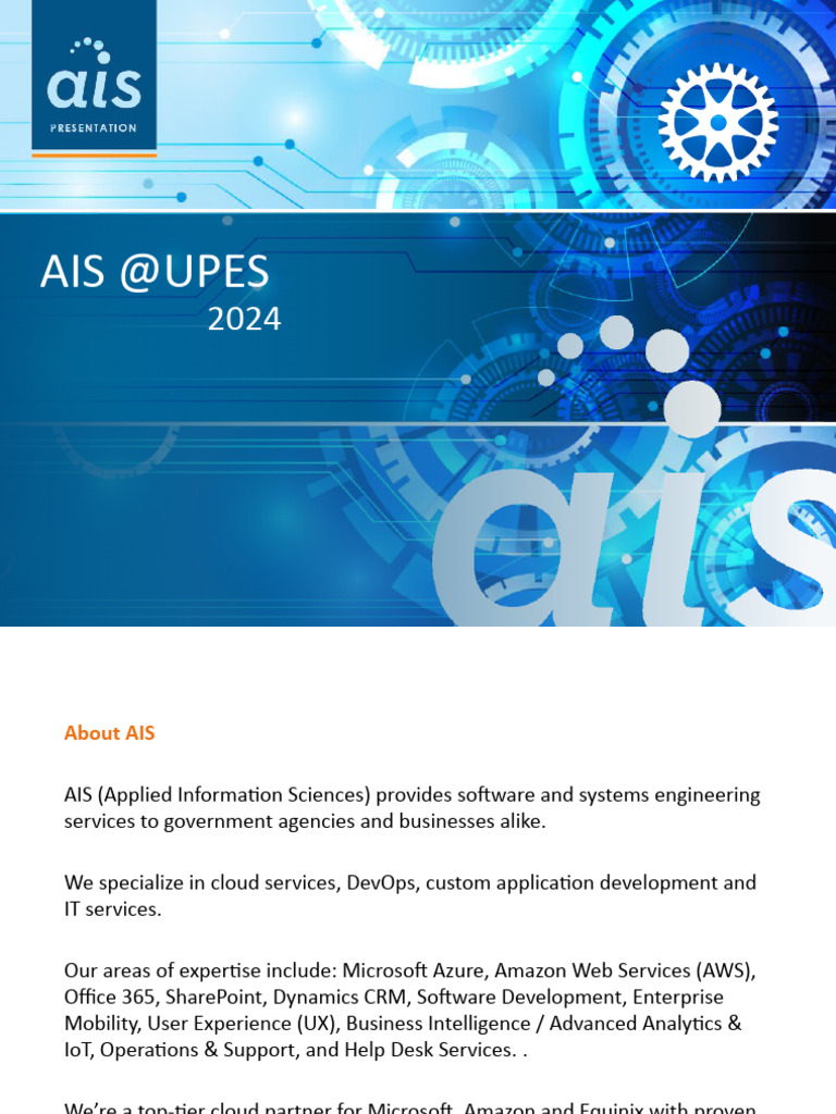 AIS Introduction UPES 2024 | PDF | Employment | Microsoft