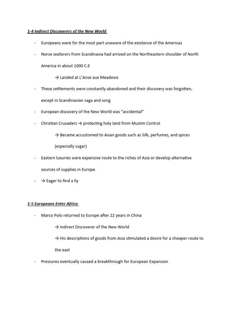 APUSH Notes Unit One | PDF | Spanish Empire | Conquistador