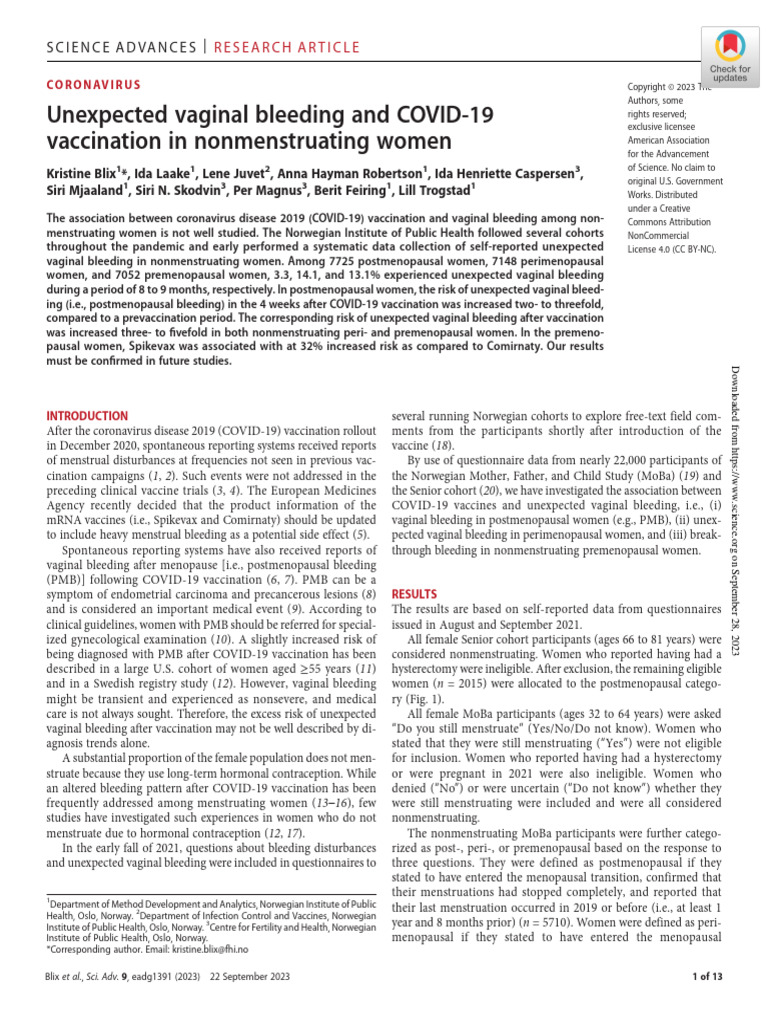 CORONAVIRUSUnexpectedvaginalbleedingand COVID-19vaccination in ...