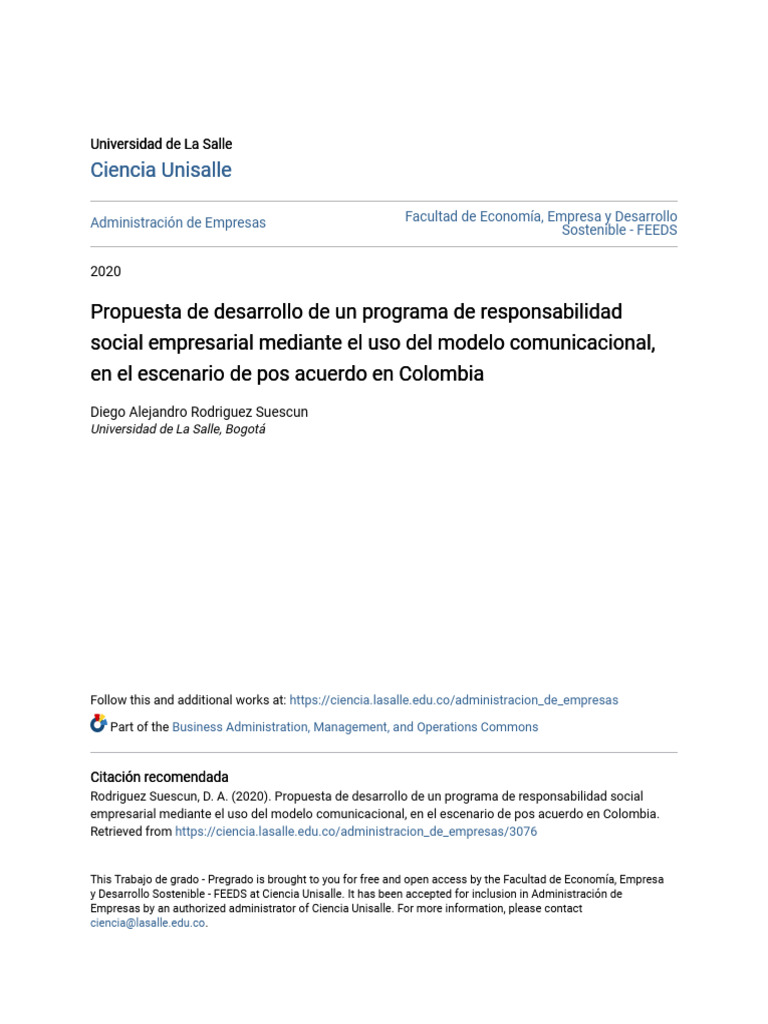 Propuesta de Desarrollo de Un Programa de Responsabilidad Social | PDF ...