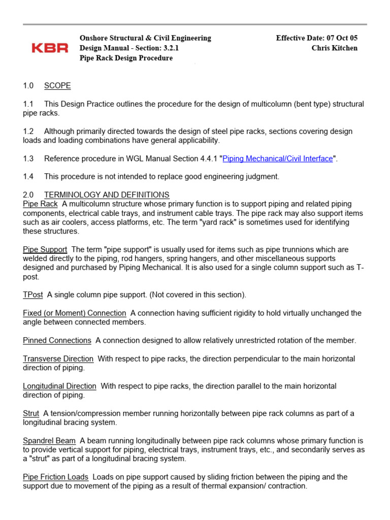 Pipe Rack Design Procedure | PDF | Beam (Structure) | Buckling