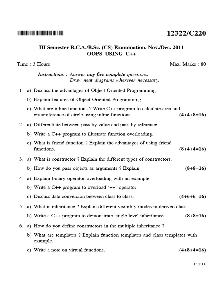 C++ Question Bank | PDF | C++ | Class (Computer Programming)