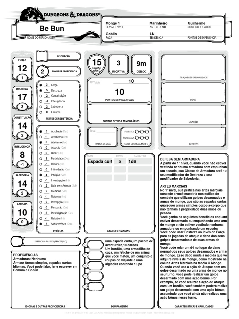 Ficha de Personagem de RPG | PDF