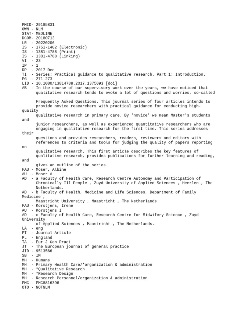 Series: Practical Guidance To Qualitative Research. Part 1: Introduction | PDF | Inquiry | Science