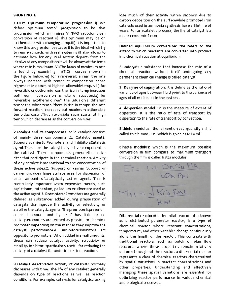 Short Note Cre2 | PDF | Chemical Reactor | Catalysis Short Note Cre2 | PDF | Chemical Reactor | Catalysis