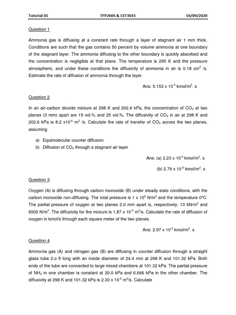 Tutorial 01 2.0 2020 | PDF | Atmosphere Of Earth | Carbon Dioxide