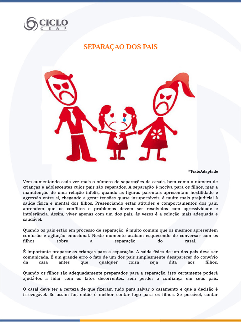 Texto1 Separação Dos Pais Pdf Divórcio Tempo