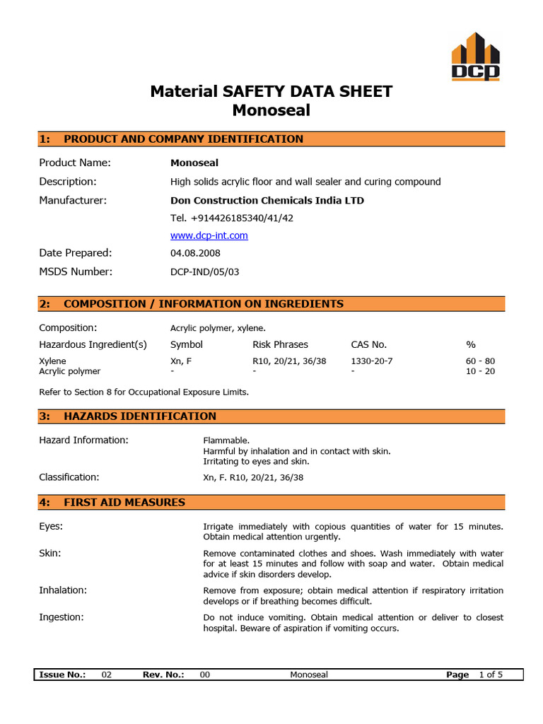 Monoseal_8 | PDF | Toxicity | Personal Protective Equipment