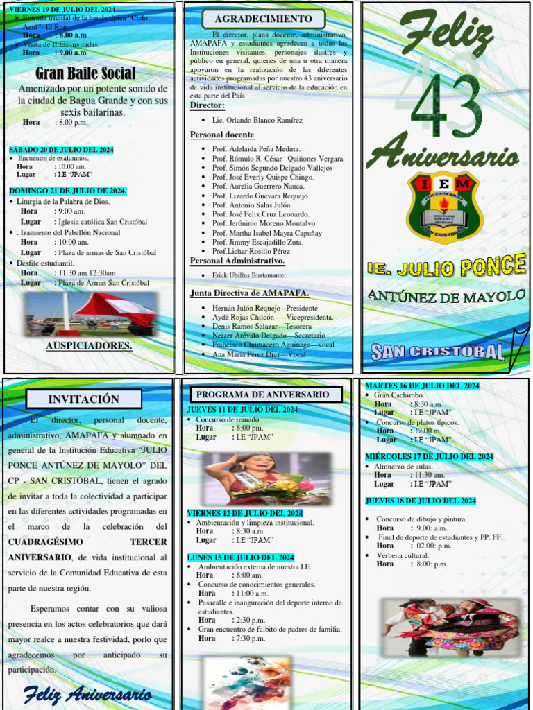 Triptico Aniversario Jpam 2024 | PDF