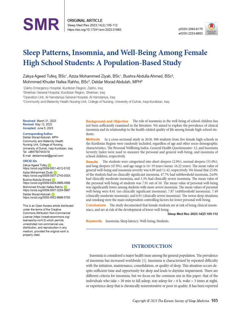 SMR 2023 01683 | PDF | Sleep Disorder | Sleep