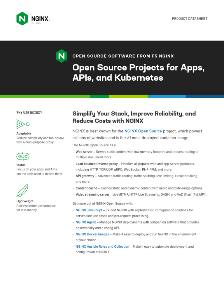 NGINX Open Source Datasheet | PDF | Proxy Server | Computing