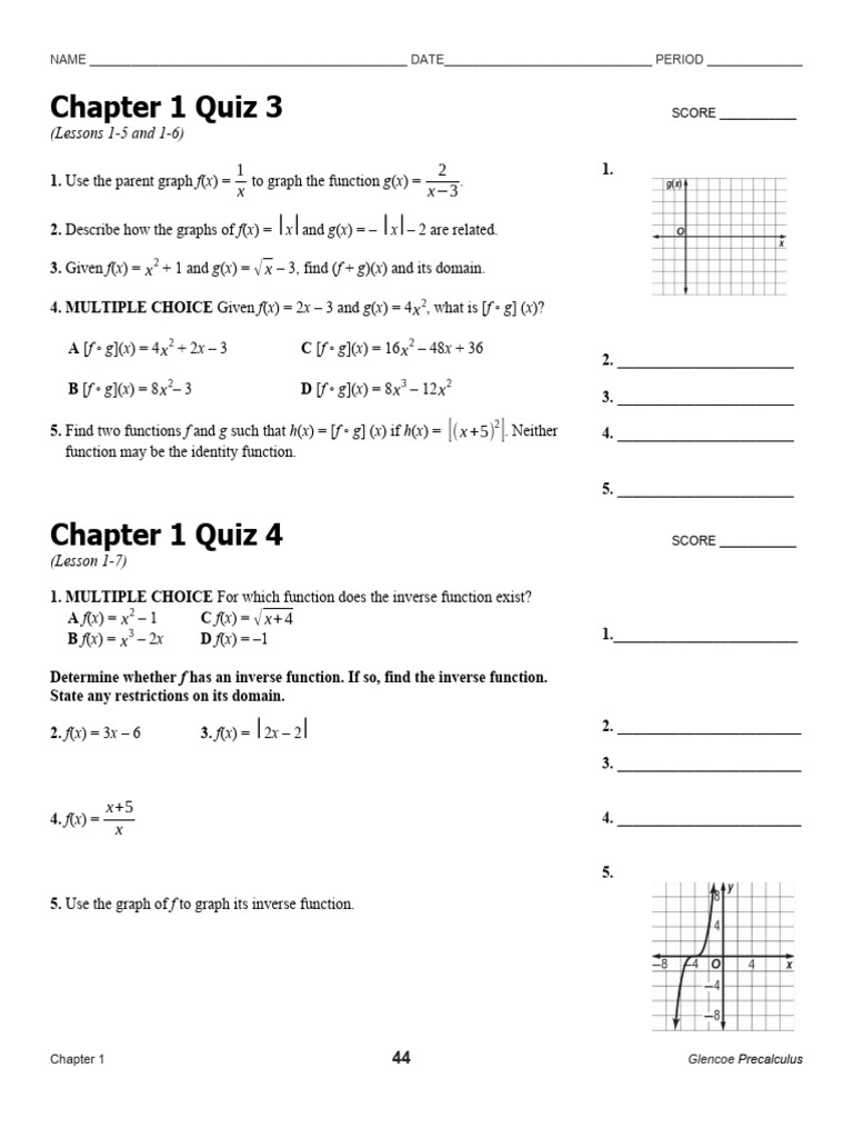 Chapter 1 Quizzes 3 and 4 | PDF | Function (Mathematics) | Analysis