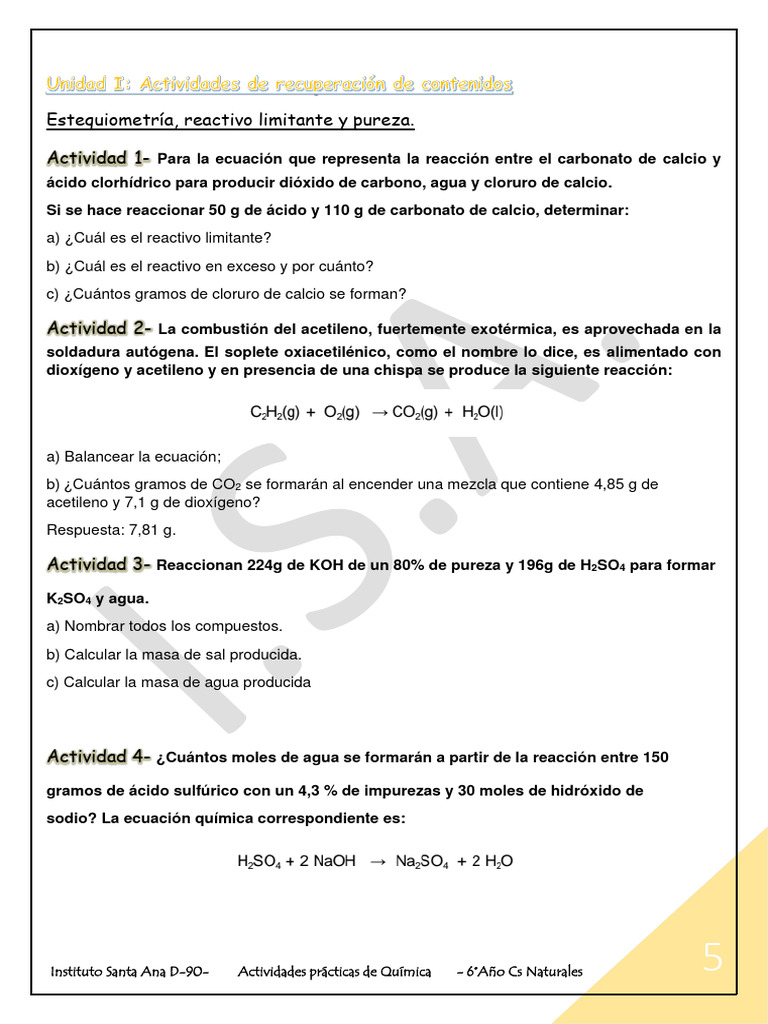 Unidad I-3 Actividades Prácticas. 6to | PDF