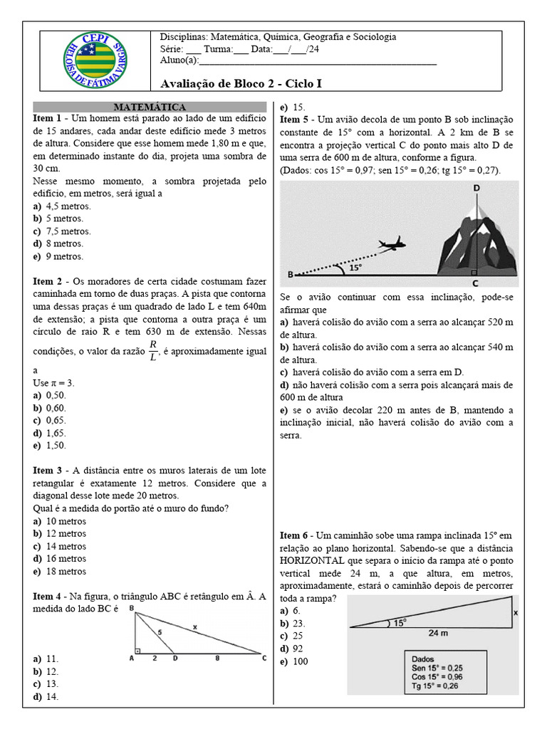 Ciclo 1 - Bloco 2 - Matemática 6°ano - 3 Bim | PDF | Triângulo
