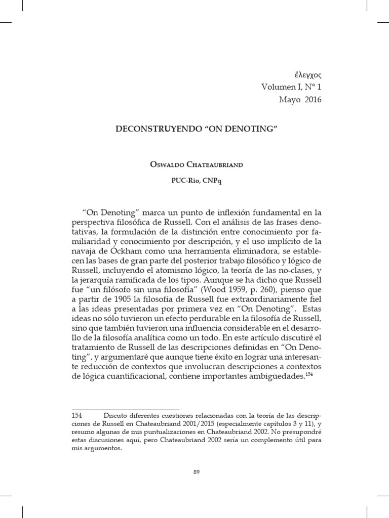 Análisis de Russell en "On Denoting" | PDF | Verdad | Gottlob Frege
