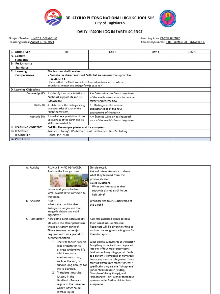 Week 2 DLL 2024 - 2025 | PDF | Planets | Earth