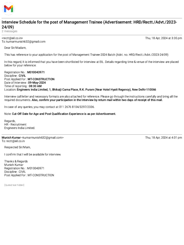 Gmail - Interview Schedule For The Post of Management Trainee ...
