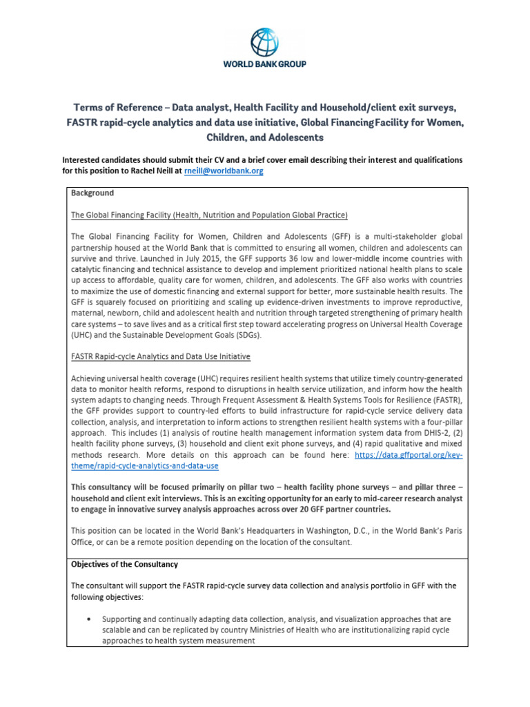 FASTR Data Analyst | PDF | Data | Health System