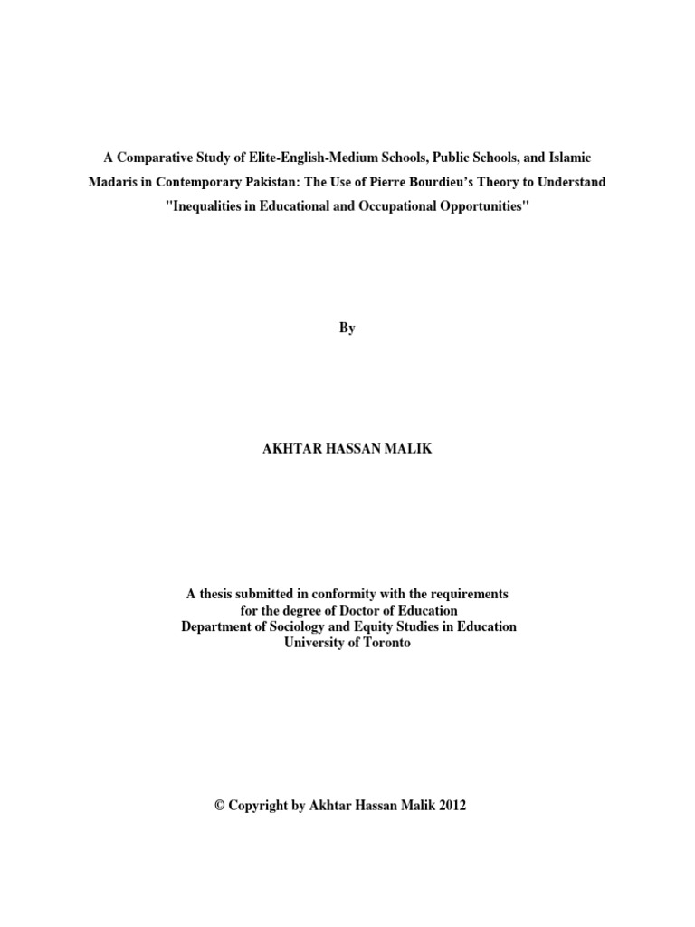 Malik Akhtar H 201211 EdD Thesis | PDF | Field Research | Curriculum