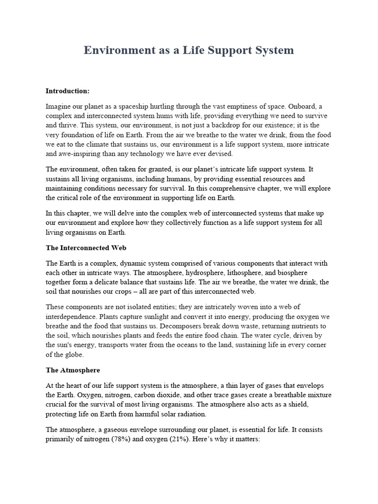 Environment As A Life Support System | PDF | Ecosystem | Earth