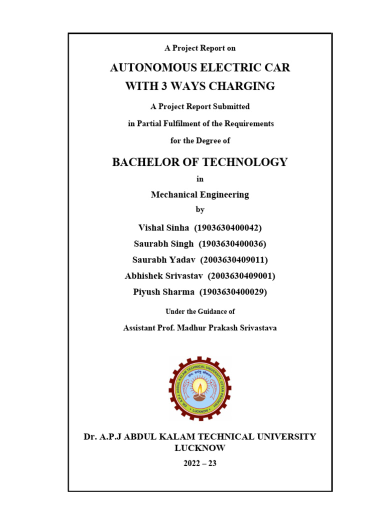 Cover Page - Merged | PDF | Electric Vehicle | Efficient Energy Use