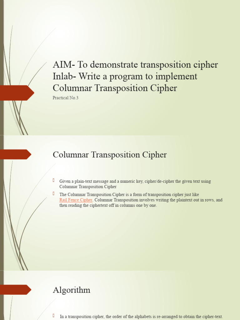 AIM - To Demonstrate Transposition Cipher | PDF | Applied Mathematics | Secrecy