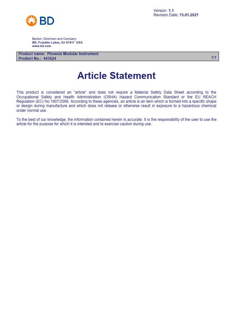 Phoenix M50 Instrument 443624 FISPQ | PDF