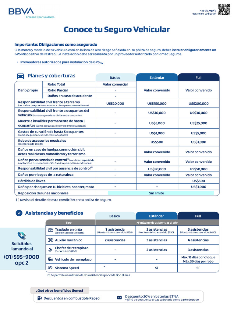Planes y Coberturas de Seguro Vehicular | PDF | Póliza de seguros