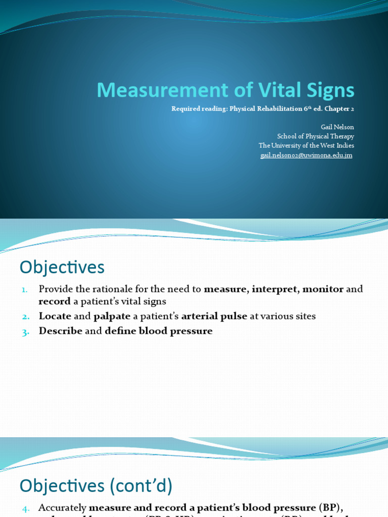 Vital Signs Measurement Guide | PDF | Heart Rate | Blood Pressure