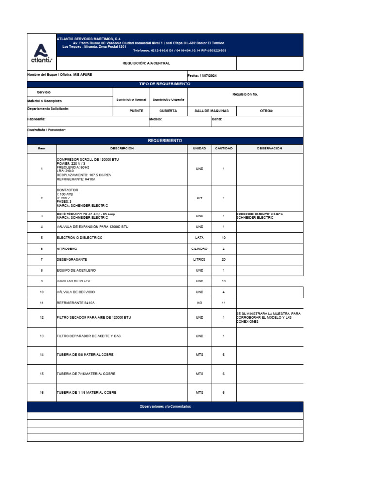 Requerimiento Aa Central - 11072024 | PDF