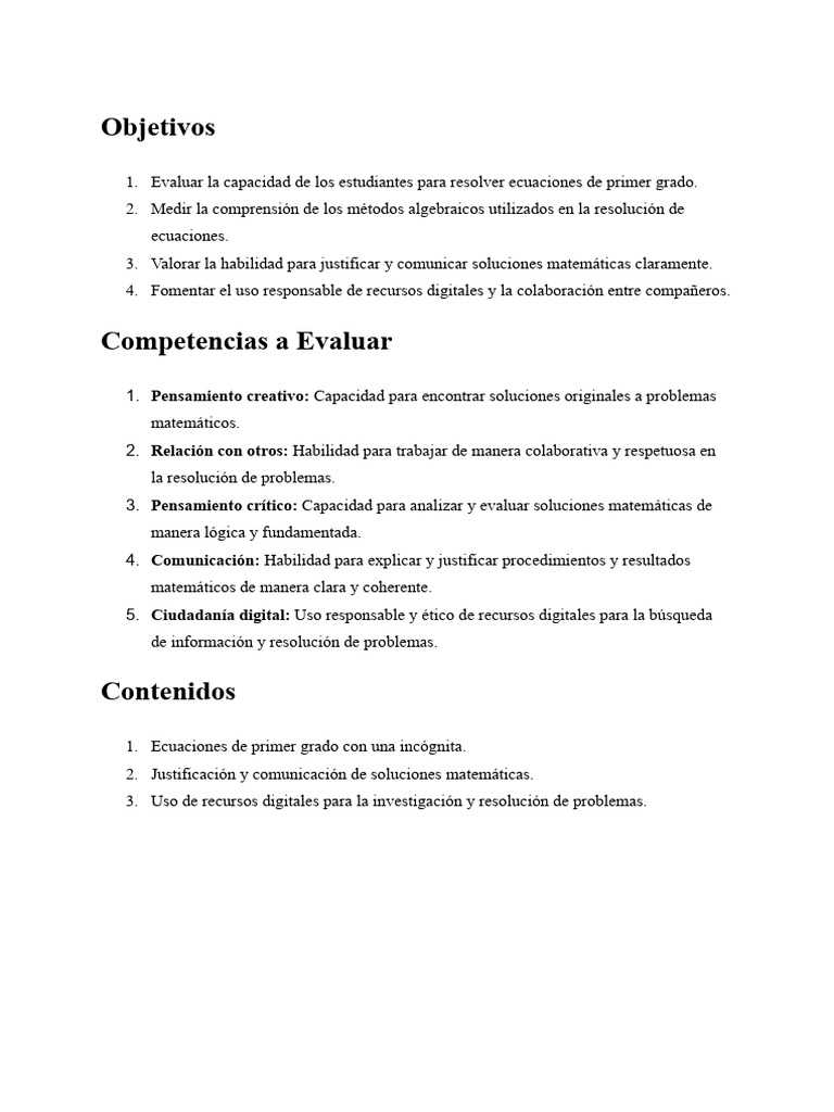 Evaluación Ecuaciones 1er Grado 8vo | PDF | Ecuaciones | Matemáticas