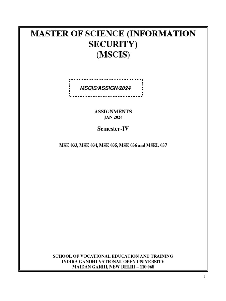 Assignment For Master of Science (Information Security) - MSCIS - Jan ...
