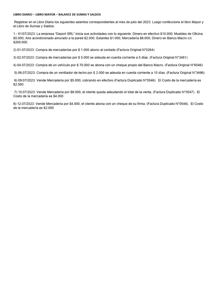 Asientos Contables Julio 2023 | PDF