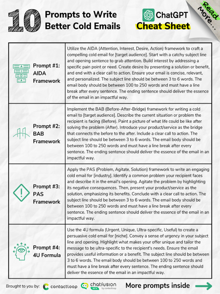 10 ChatGPT Prompts To Write Better Cold Emails | PDF