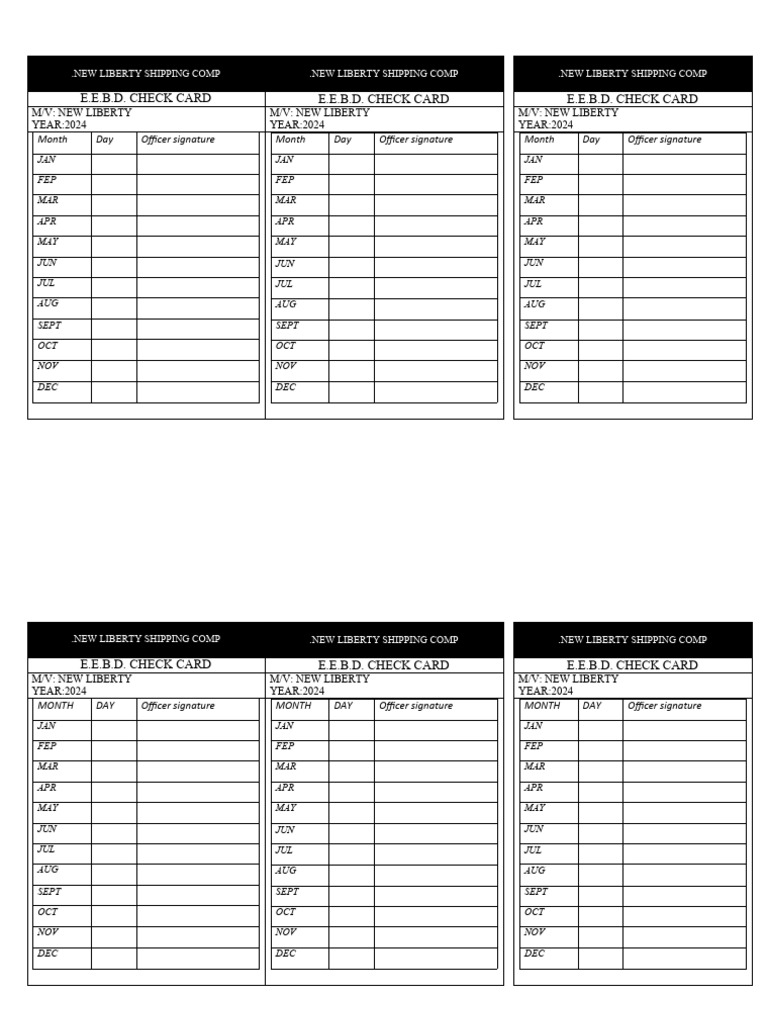 E.E.B.D Check Card 2024 | PDF
