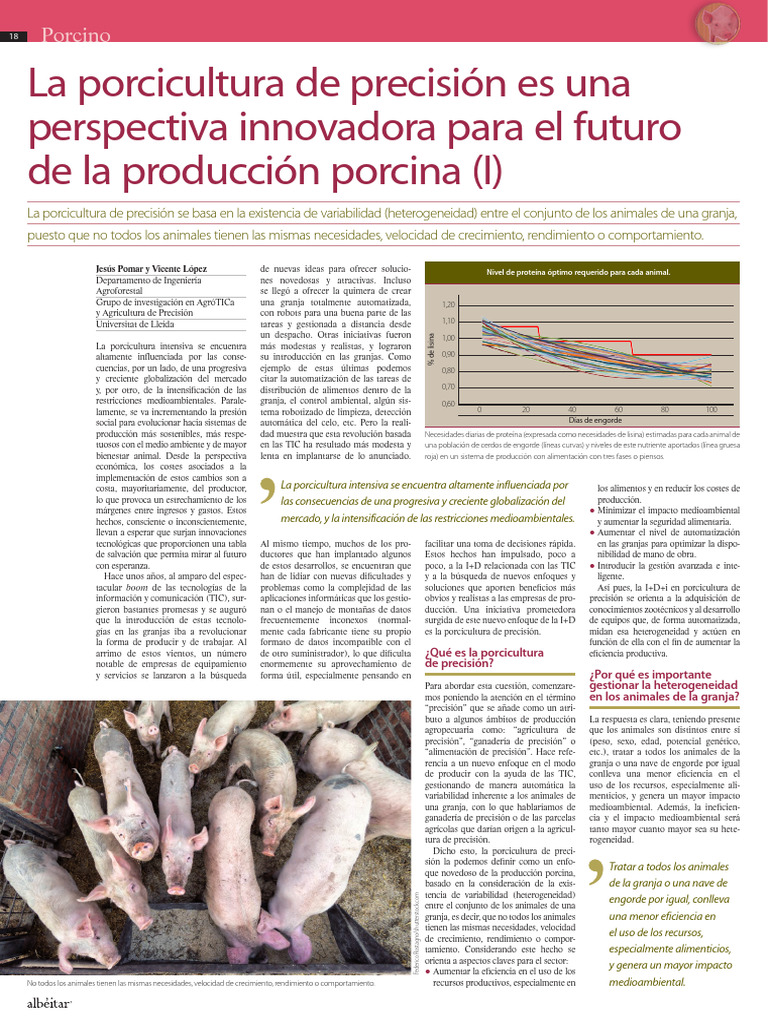 La Porcicultura de Precisión Es Una de La Producción Porcina (I) (Artículo) Autor Jesús Pomar y ...