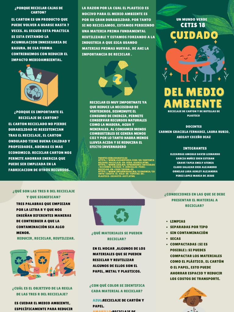 Triptico medio ambiente | PDF | Reciclaje | Residuos