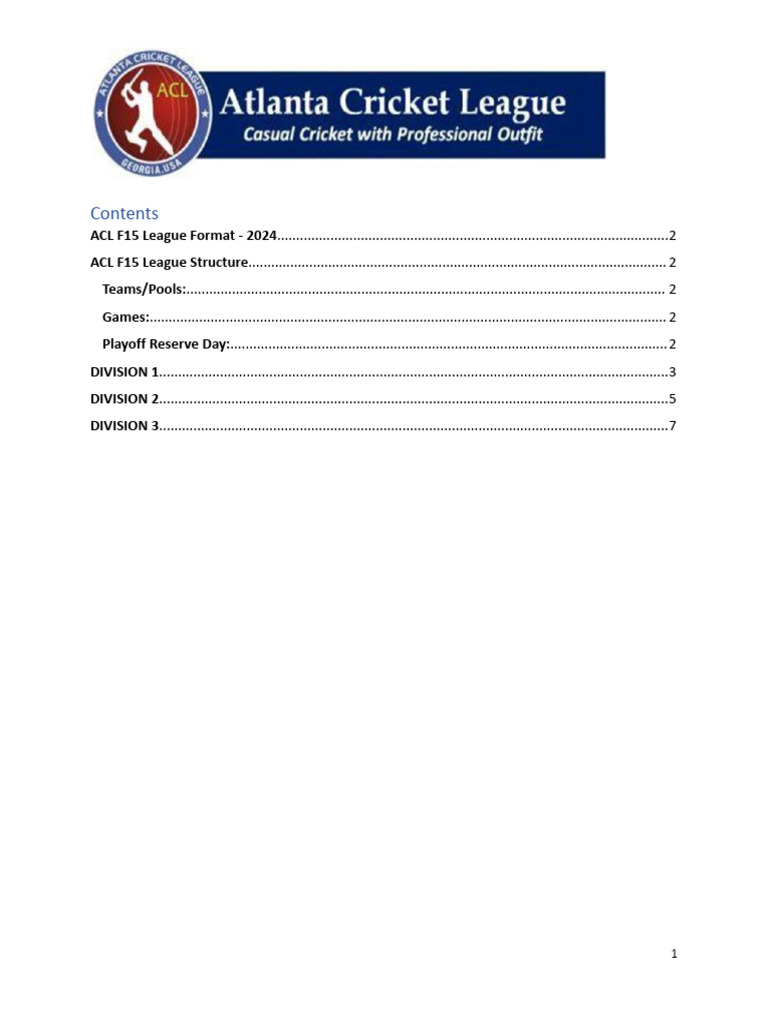 2024 ACL F15 Format | PDF | Sports | Sports Competitions