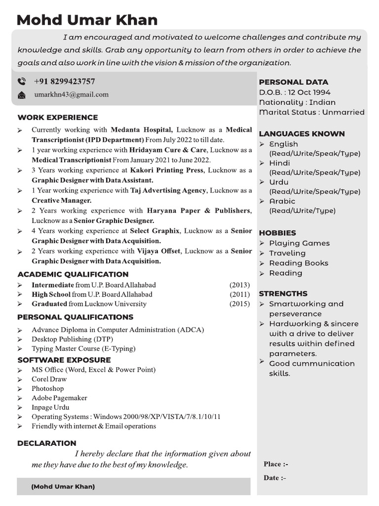 Umar Khan CV | PDF