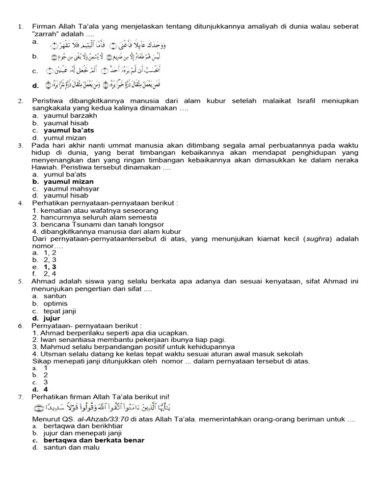 Soal Formatif PAI Kelas 9 Genap 2024 | PDF | Agama & Spiritualitas
