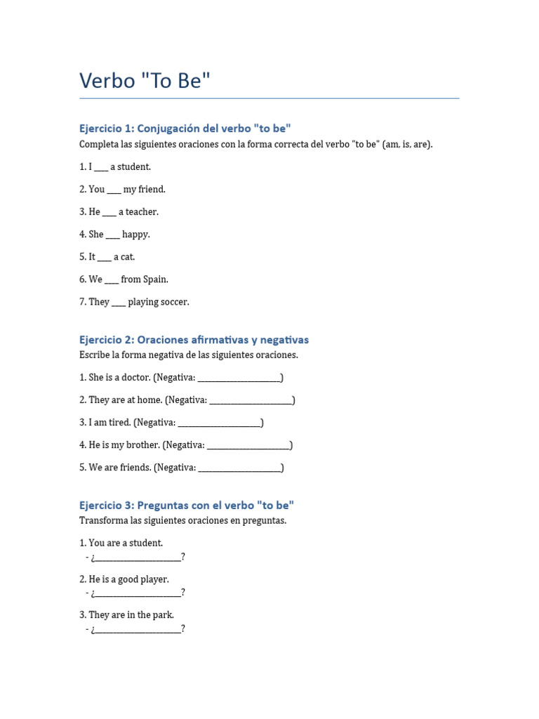 Test English A1 "Verb To Be and Plural Nouns" | PDF