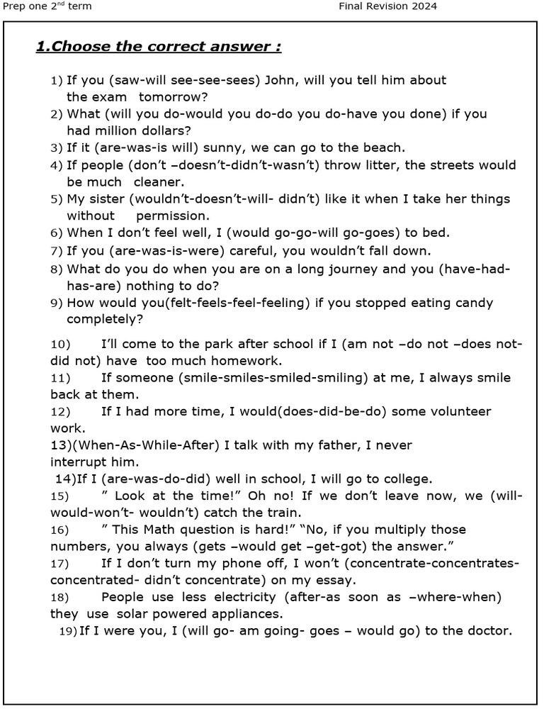 Final-Revision-prep-1-2nd-term-2024 | PDF