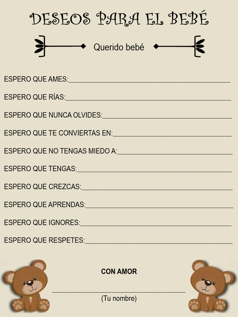 Deseos y consejos para un bebé | PDF