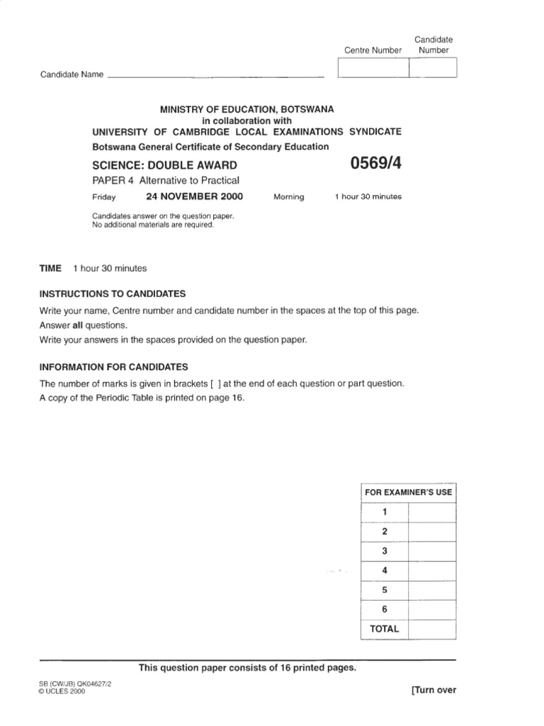 BGCSE DOUBLE AWARD Paper4 | PDF