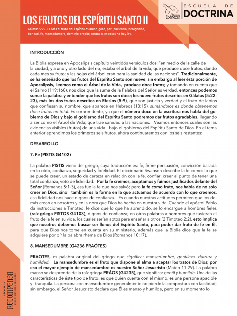 LOS FRUTOS DEL ESPÍRITU SANTO II - ED | PDF | Fruto Del Espiritu Santo | Creencia religiosa y ...