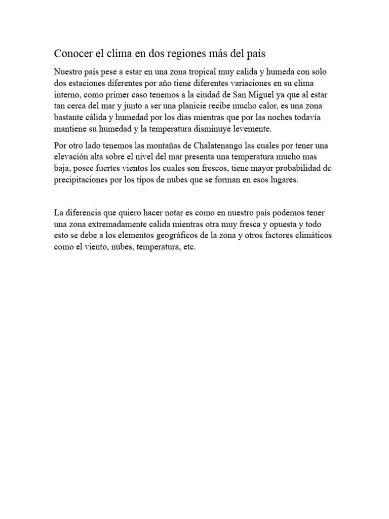 Climas Contrastantes en San Miguel y Chalatenango | PDF | Tecnología