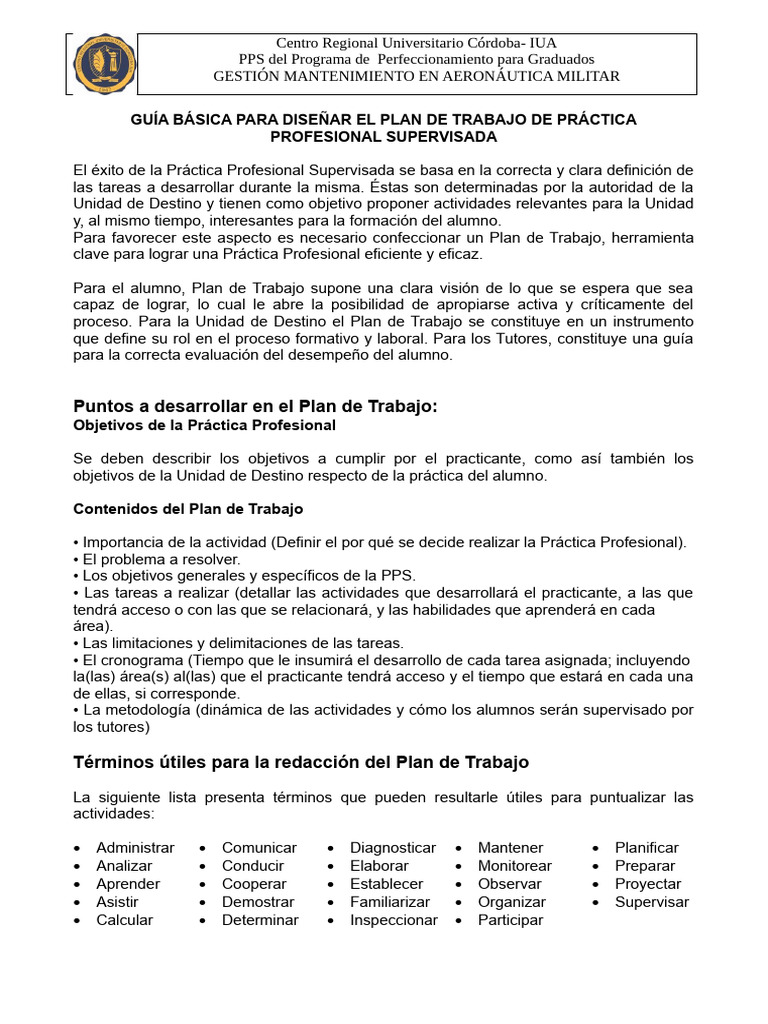 Guía Basica Diseñar Plan de Trabajo Pps Gmam | PDF | Evaluación